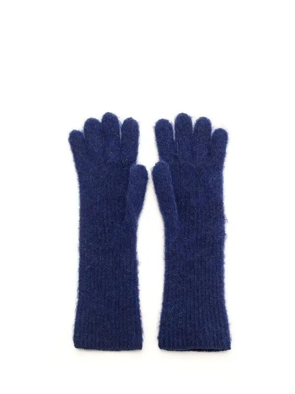 Jacquemus Ribbed Alpaca Wool Gloves - Blue