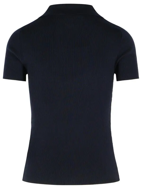 Max Mara Albero Dark Virgin Wool Polo Shirt - Blue