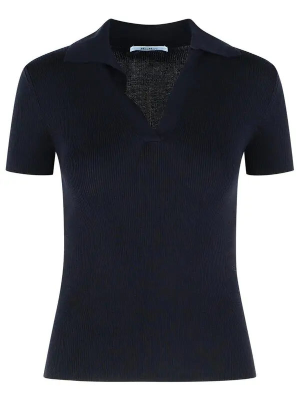 Max Mara Albero Dark Virgin Wool Polo Shirt - Blue