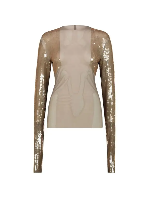 Rick Owens Sequined Long Sleeve Top - Multicolor