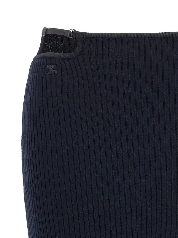 COURREGES Rib Knit Midi Skirt With Cut-out Detail