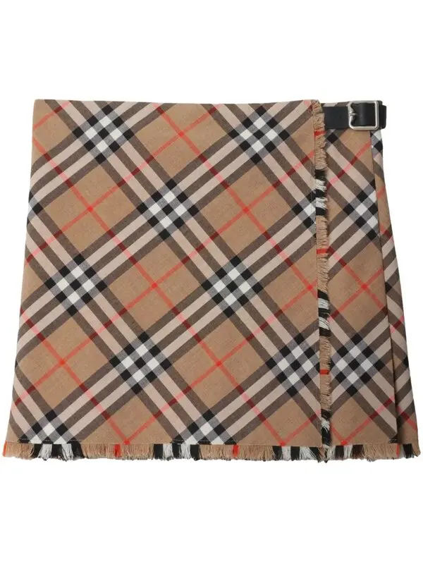 Burberry Check Wool Blend Mini Skirt - Multicolor