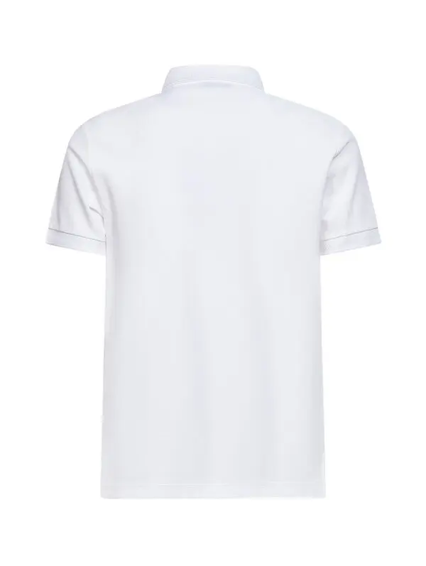 Burberry White Cotton Pique Polo Shirt With Ekd Embroidery - Multicolor