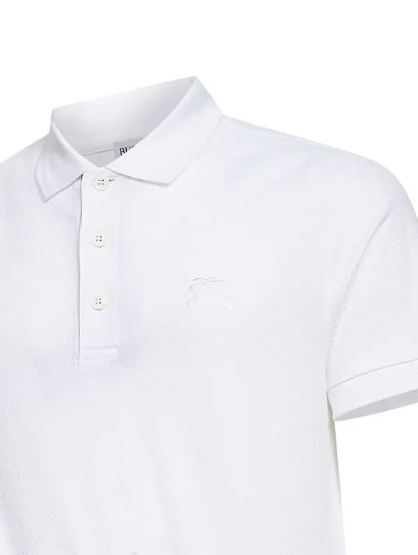 Burberry White Cotton Pique Polo Shirt With Ekd Embroidery - Multicolor