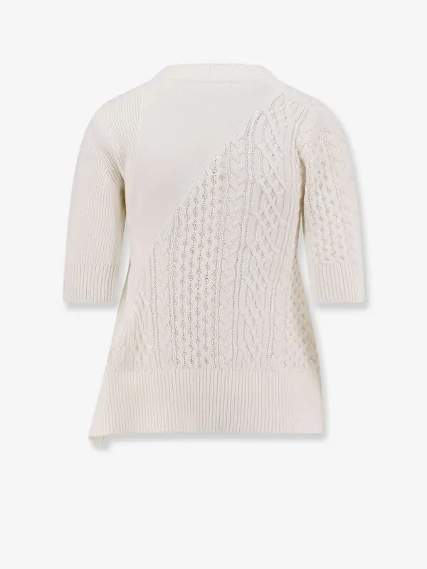 Sacai Asymmetrical Cable Knit Sweater - Multicolor