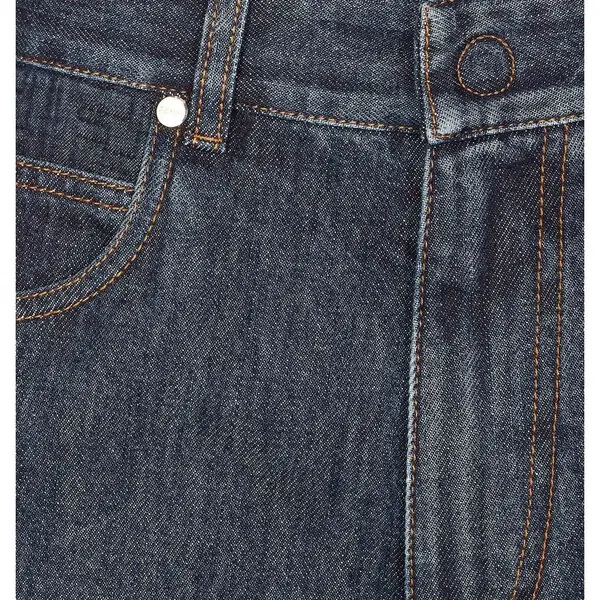 Fendi Embroidered Logo High-waist Denim Shorts - Blue