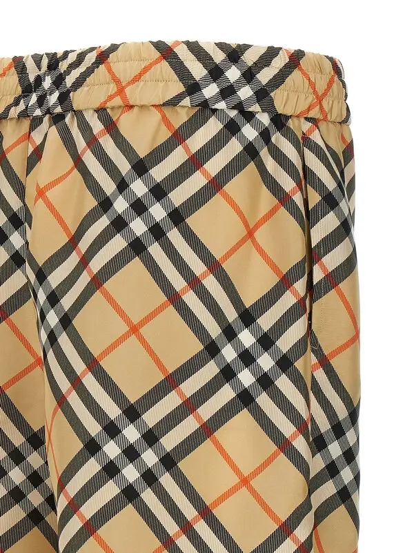 Burberry Silk Check Print Bermuda Shorts - Cream
