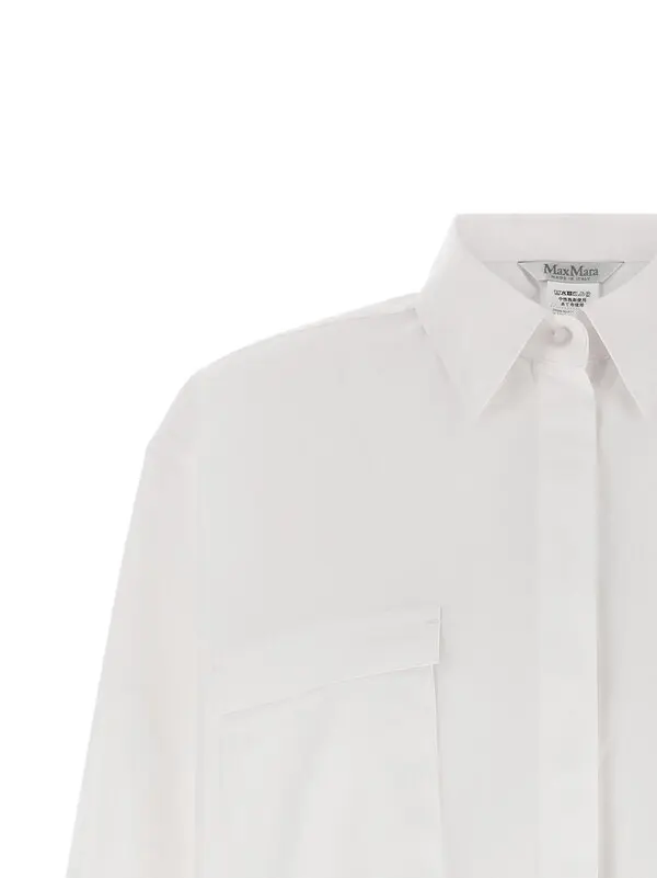 Max Mara Cotton Poplin Shirt With Pointed Collar And Dropped Shoulder - White