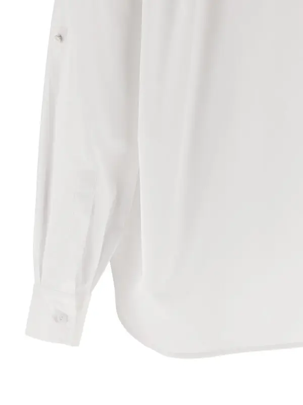 Max Mara Cotton Poplin Shirt With Pointed Collar And Dropped Shoulder - White