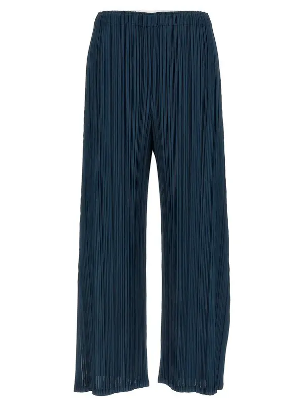 Issey Miyake Mellow Pleats Wide Leg Pants - Blue
