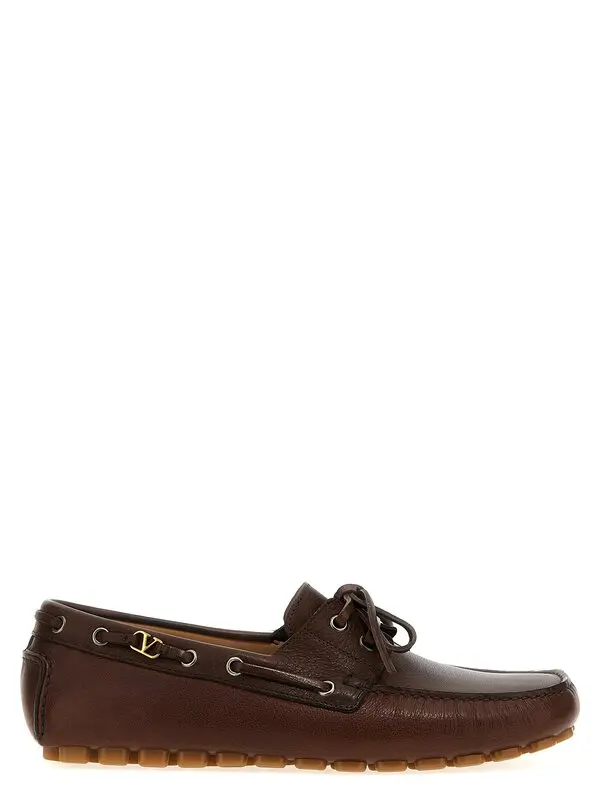 Valentino Garavani Driver Fastaway' Buffalo Leather Loafers - Brown