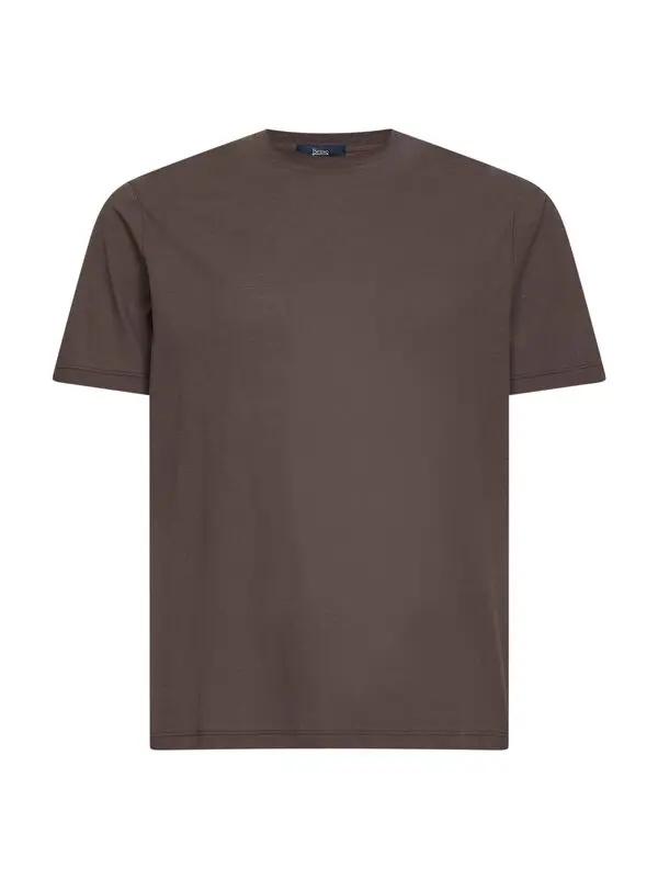 Herno Brown Lightweight Crepe Voile Jersey T-shirt