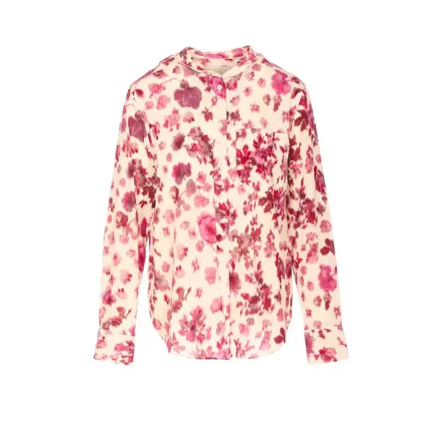 Isabel Marant Étoile Floral Print Silk Blend Long Sleeve Shirt - Pink