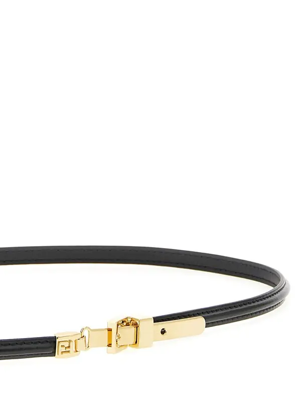 Fendi Ff Logo Skinny Belt - Black