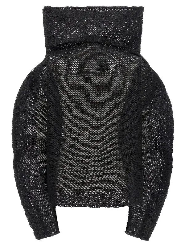 Issey Miyake Panini Wool And Alpaca Blend Top With Exaggerated Collar