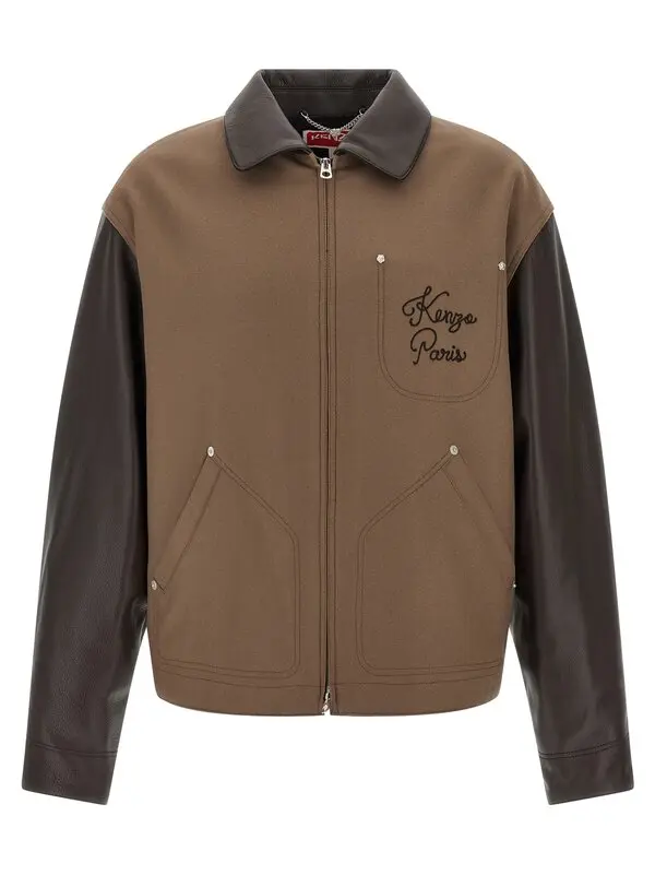Kenzo Chainstitch Wool And Leather Jacket