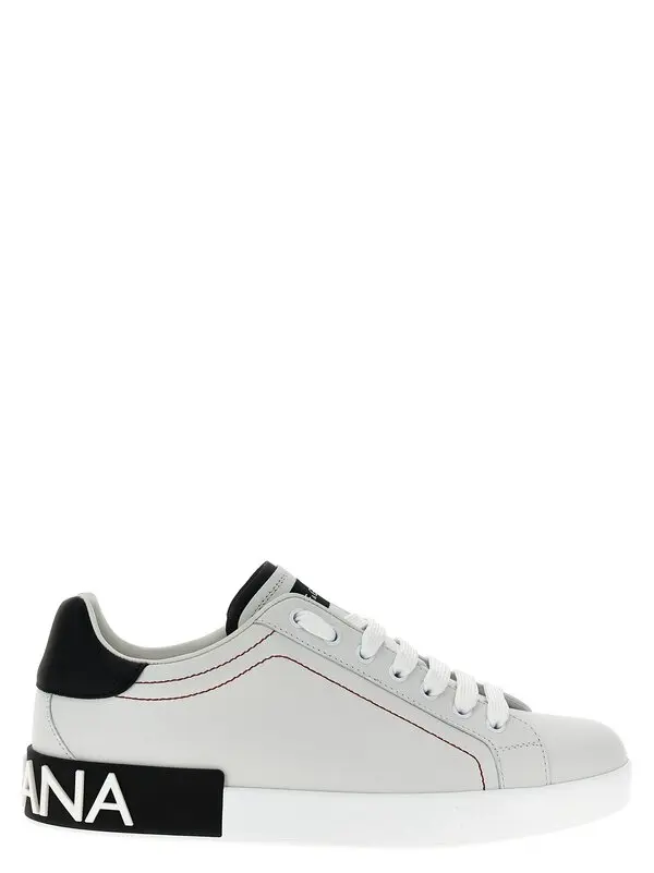 Dolce & Gabbana Portofino Leather Sneakers With Logo Detailing