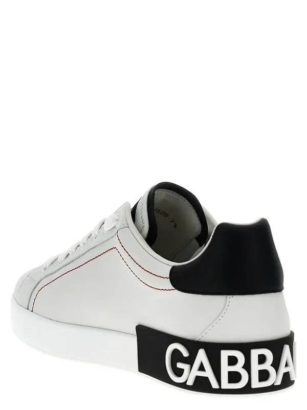 Dolce & Gabbana Portofino Leather Sneakers With Logo Detailing