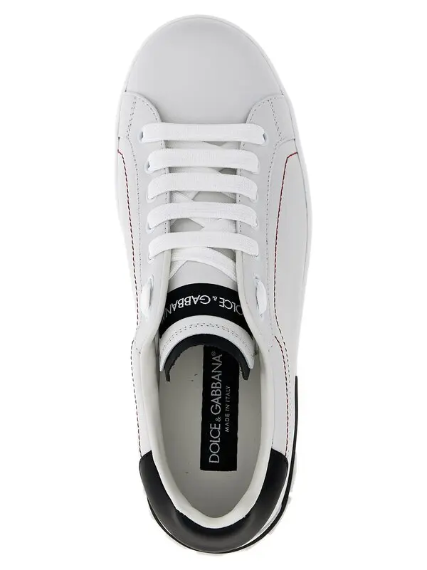 Dolce & Gabbana Portofino Leather Sneakers With Logo Detailing