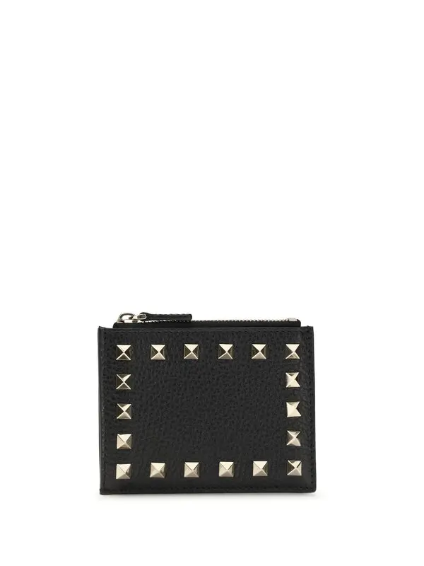 Valentino Garavani Rockstud Zip Card Holder - Black