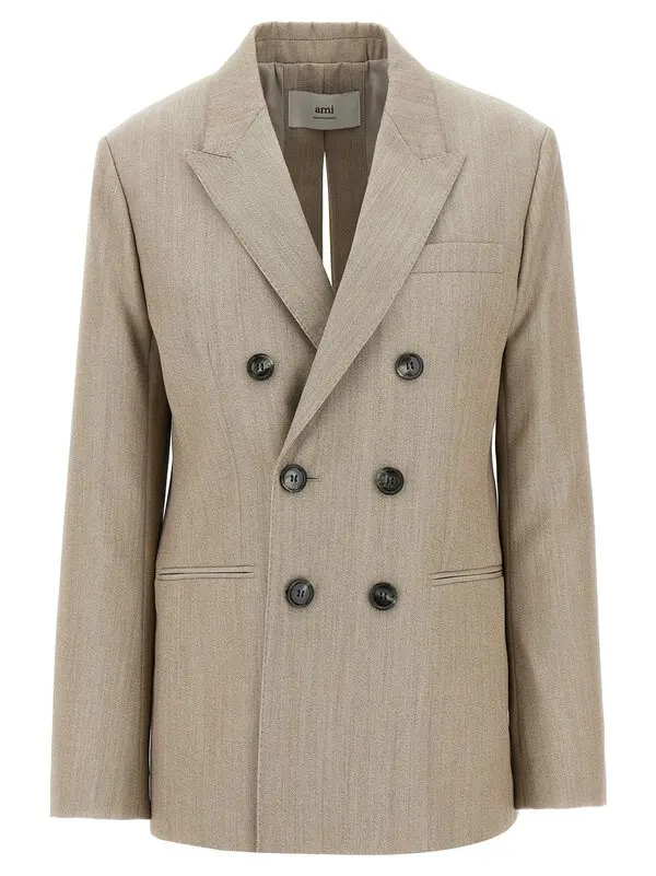 AMI Paris Maxi Split Blazer - Cream
