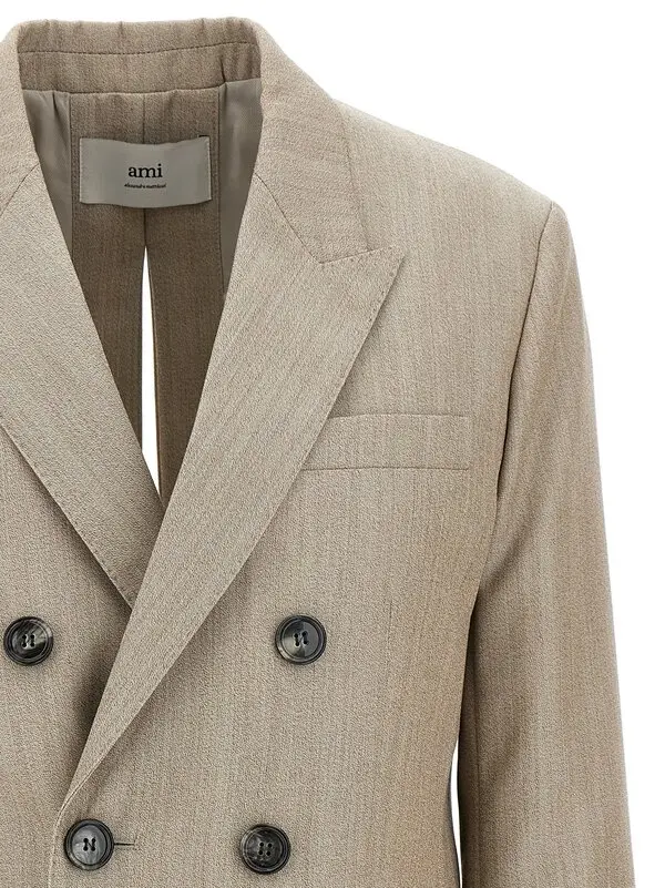 AMI Paris Maxi Split Blazer - Cream