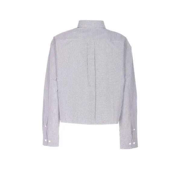 Miu Miu Check Motif Logo Shirt - Blue