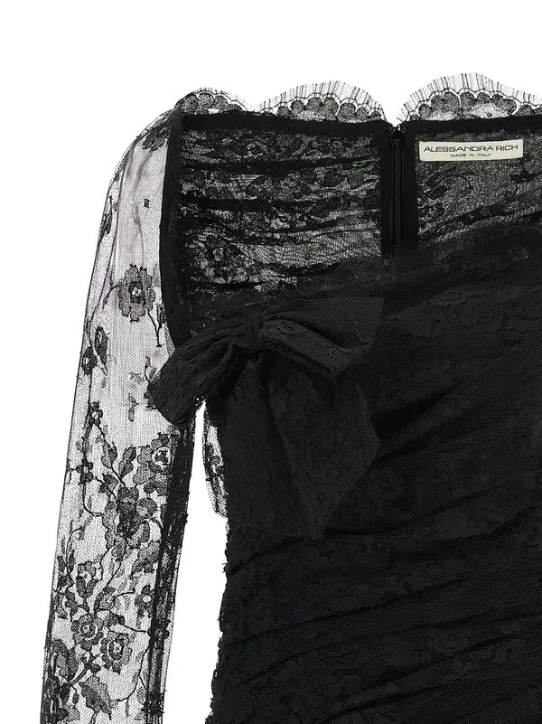 Alessandra Rich Lace Draped Mini Dress