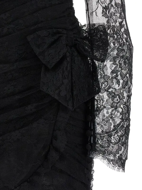 Alessandra Rich Lace Draped Mini Dress