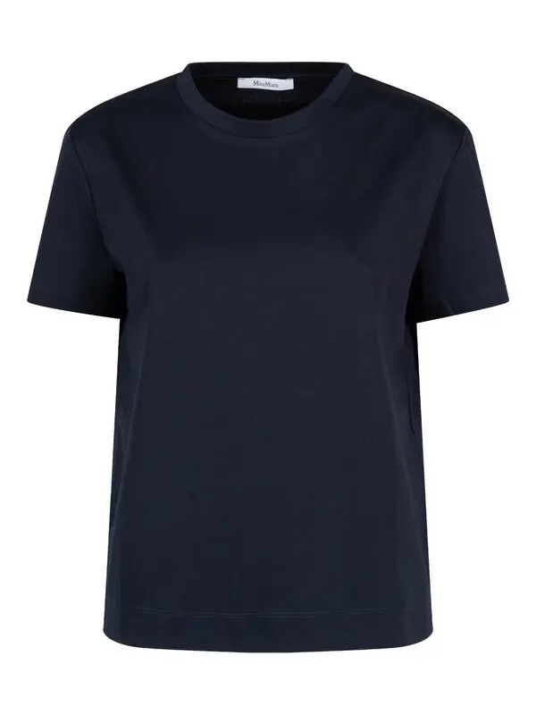 Max Mara Cotton T-shirt With Embroidered Logo - Blue