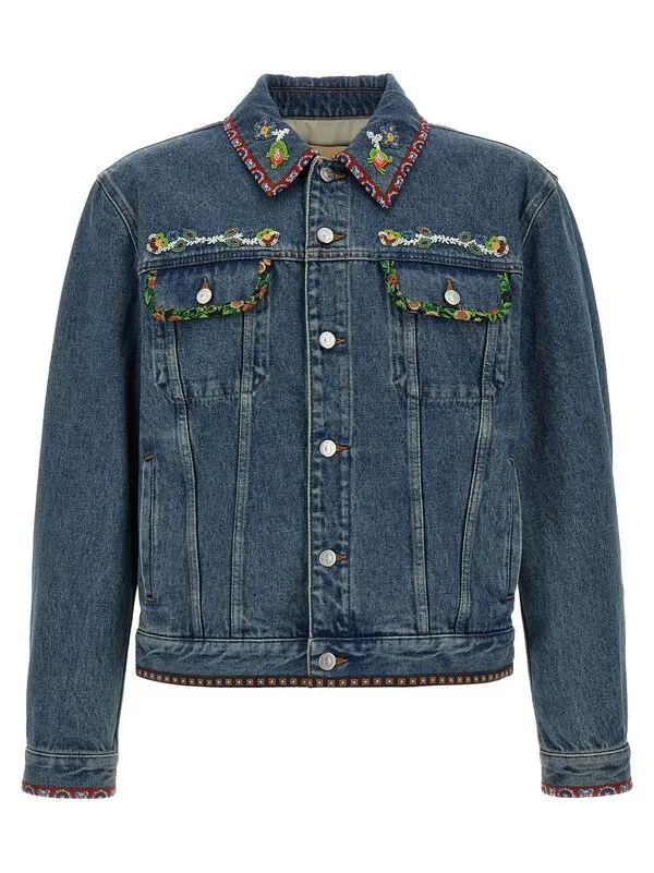 Valentino Garavani Embellished Denim Jacket - Blue