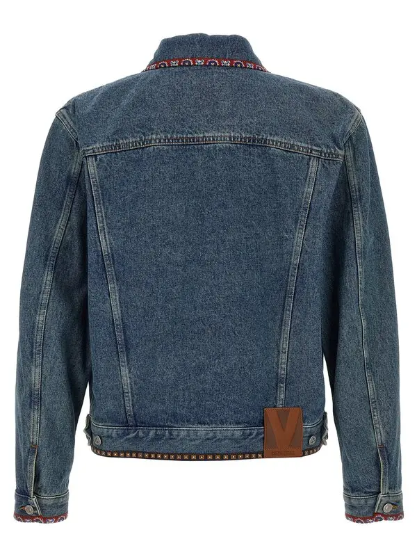 Valentino Garavani Embellished Denim Jacket - Blue