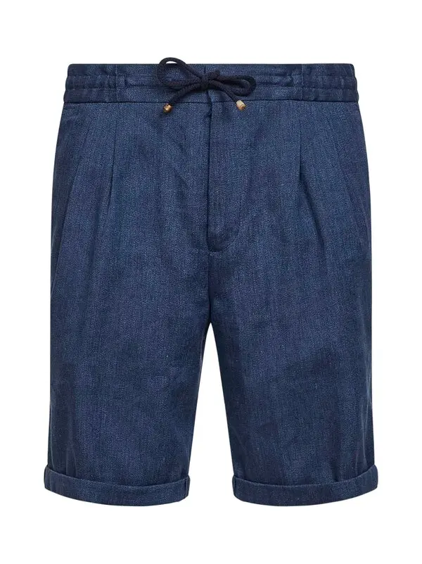 Brunello Cucinelli Linen And Virgin Wool Chevron Bermuda Shorts