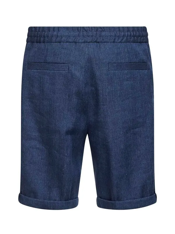 Brunello Cucinelli Linen And Virgin Wool Chevron Bermuda Shorts
