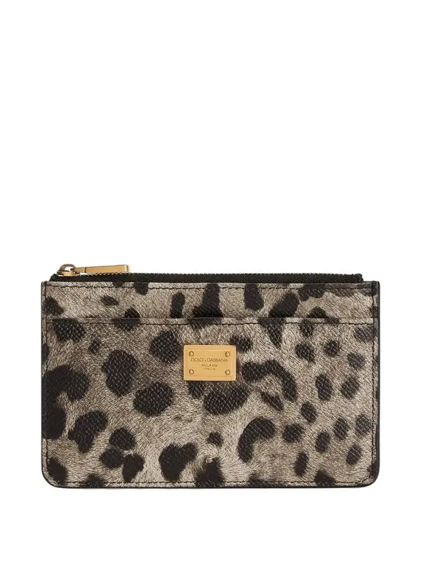 Dolce & Gabbana Leopard-print Dauphine Leather Card Holder - Brown
