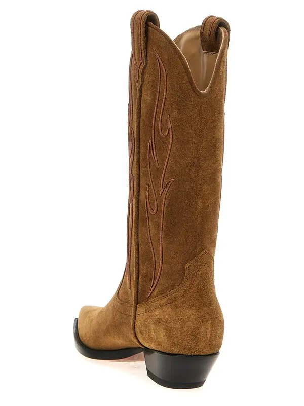 SONORA Santa Fe Suede Embroidered Boots - Brown