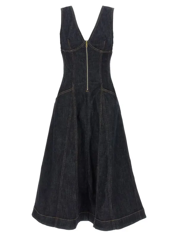 SELF-PORTRAIT Indigo Denim Midi Dress
