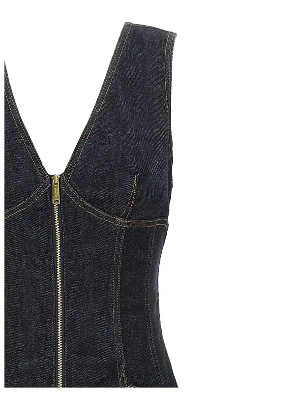 SELF-PORTRAIT Indigo Denim Midi Dress