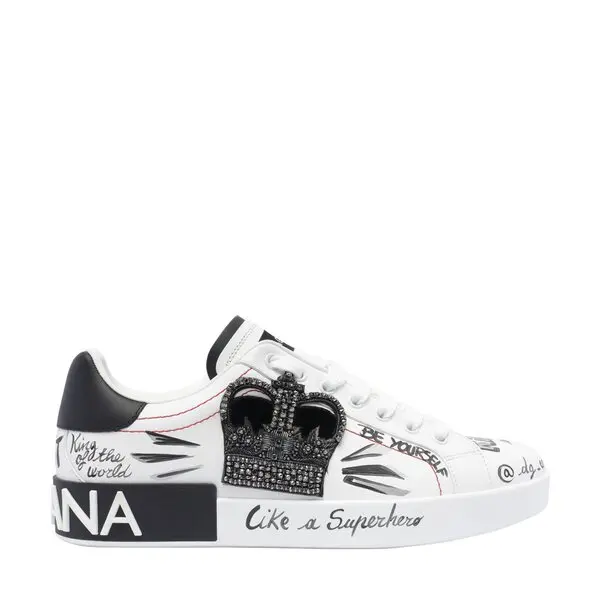 Dolce & Gabbana Portofino Calf Leather Sneakers - White
