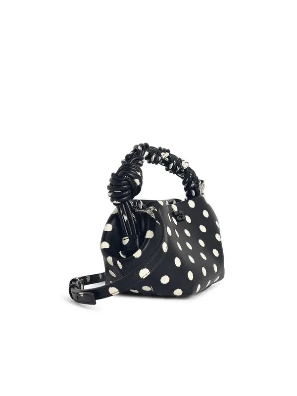 GANNI Bou" Mini Bag In Leather With Polka-dot Pattern - Black