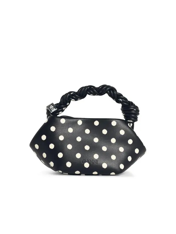 GANNI Bou" Mini Bag In Leather With Polka-dot Pattern - Black
