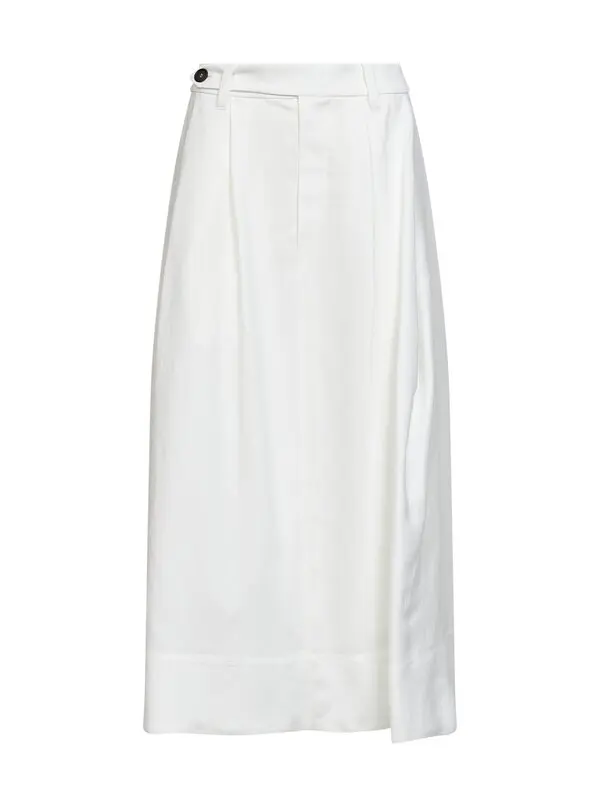 Brunello Cucinelli White Fluid Twill Sartorial Skirt With Monili - Multicolor
