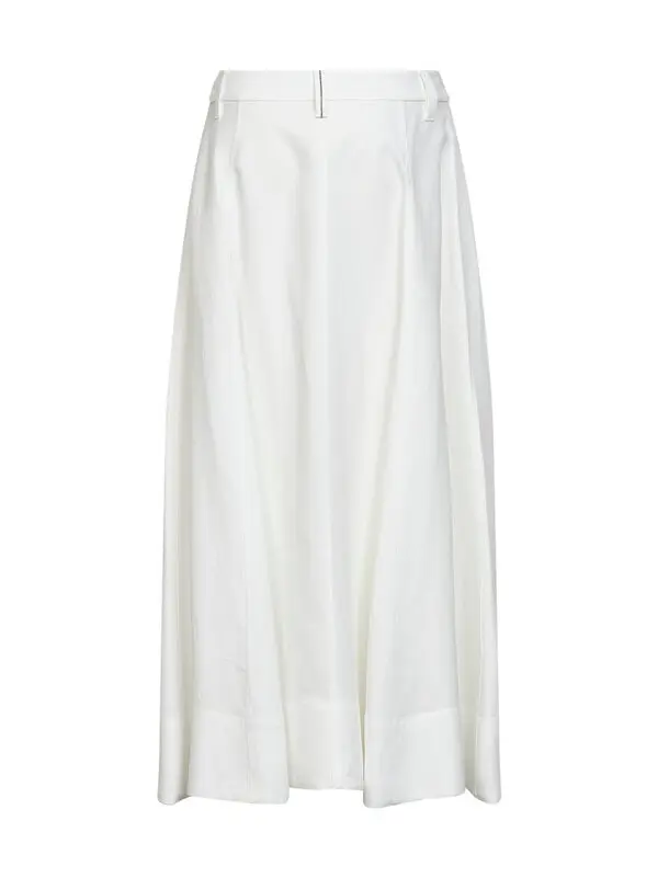 Brunello Cucinelli White Fluid Twill Sartorial Skirt With Monili - Multicolor