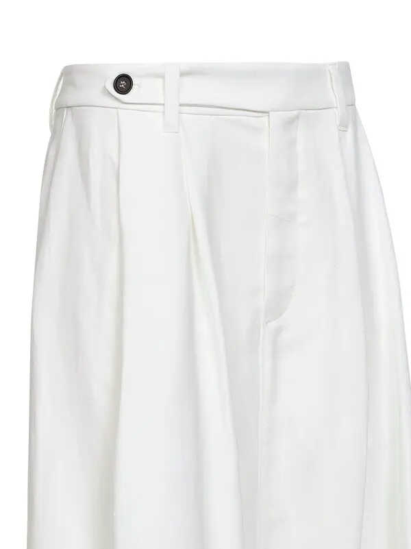 Brunello Cucinelli White Fluid Twill Sartorial Skirt With Monili - Multicolor
