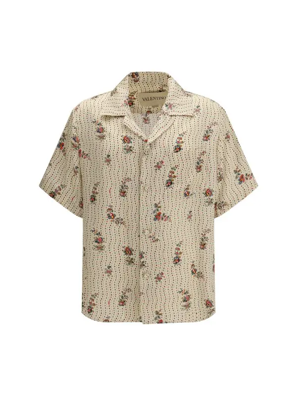 Valentino Garavani Papier Floral Print Silk Bowling Shirt - Multicolor