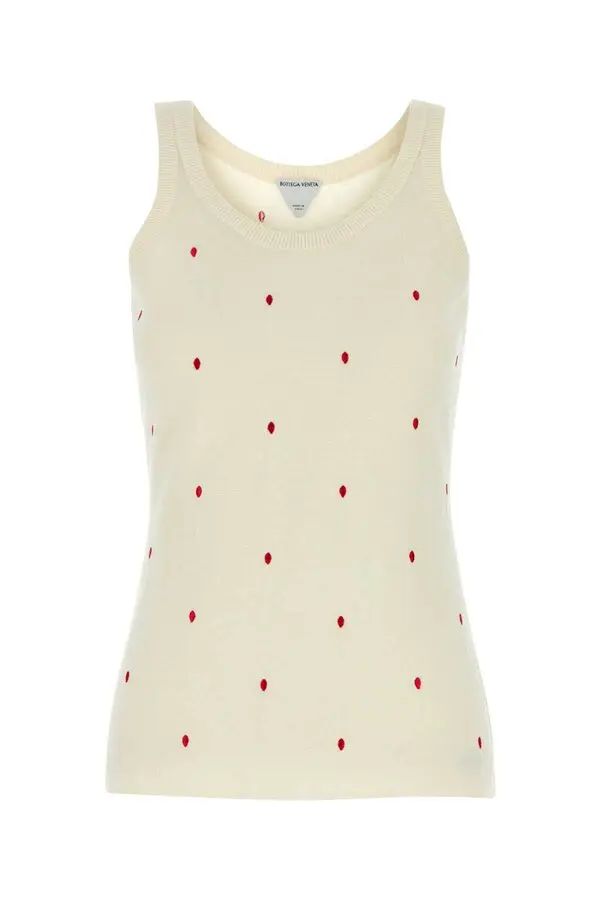 Bottega Veneta Ivory Cotton Blend Tank Top - White