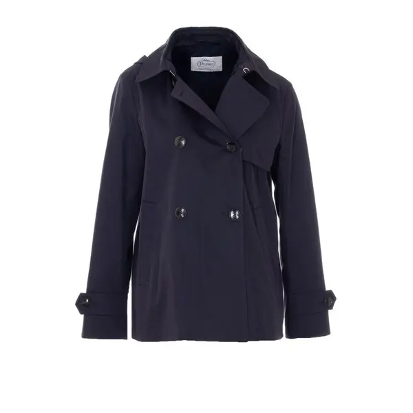 Herno Double-breasted Peacoat With Hood - Blue