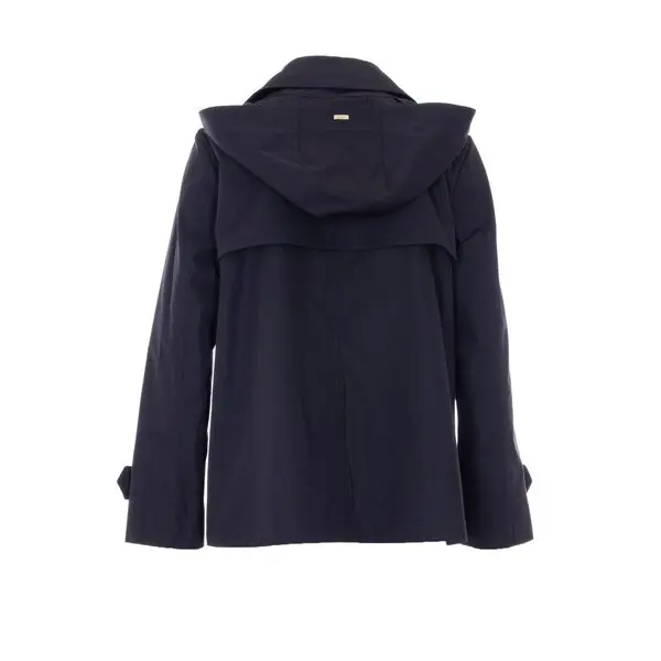 Herno Double-breasted Peacoat With Hood - Blue