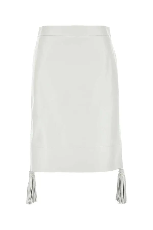 Bottega Veneta Lamb Leather Skirt With Fringe - White