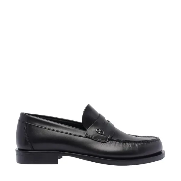 FERRAGAMO Gancini Ornament Penny Loafers - Black